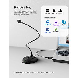 Fifine USB Computer Microphone, Plug &Play Desktop Condenser PC Laptop Mic,Mute Button with LED Indicator, Compatible with Windows/Mac, Ideal for YouTube,Zoom,Recording,Twitch Games(K054)
