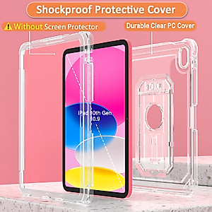 Cantis Case for iPad 10th Generation 10.9 Inch 2022/ iPad Cover 10th Generation with Pencil Holder & Kickstand, Dual Layer Shockproof Protective Case for ipad 10.9 case, Clear