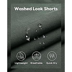 maamgic Men's 5 inch Inseam Shorts Pull-On Relaxed Fit Comfort Stretch Short Shorts with Pocket Washed Green Medium