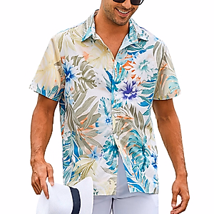 ZAFUL Men's Hawaiian Printed Shirts Casual Short Sleeve Button Down Camp Shirt