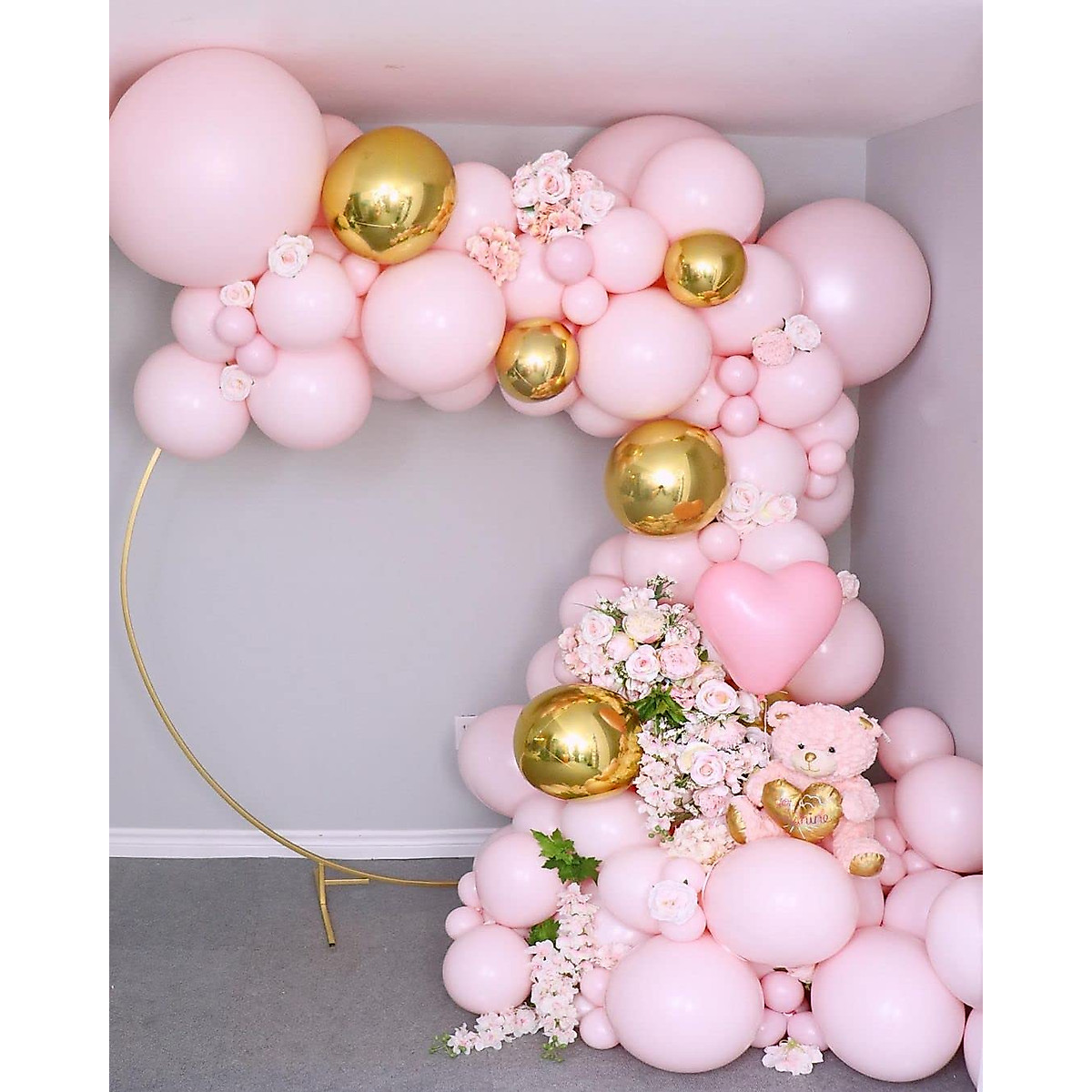 140Pcs Pastel Pink Balloons Baby Pink Balloon Garland Arch Kit 5/10/12/18 Inch Latex Pink Balloons Different Sizes as Gender Reveal Baby Shower Birthday Wedding Valentine's Day Party Decorations