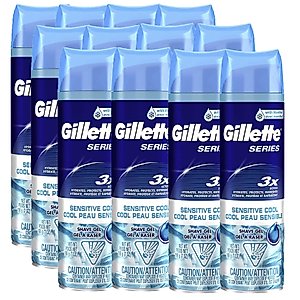 Gillette Series Sensitive Cool Shaving Gel, 7 oz, Pack of 12