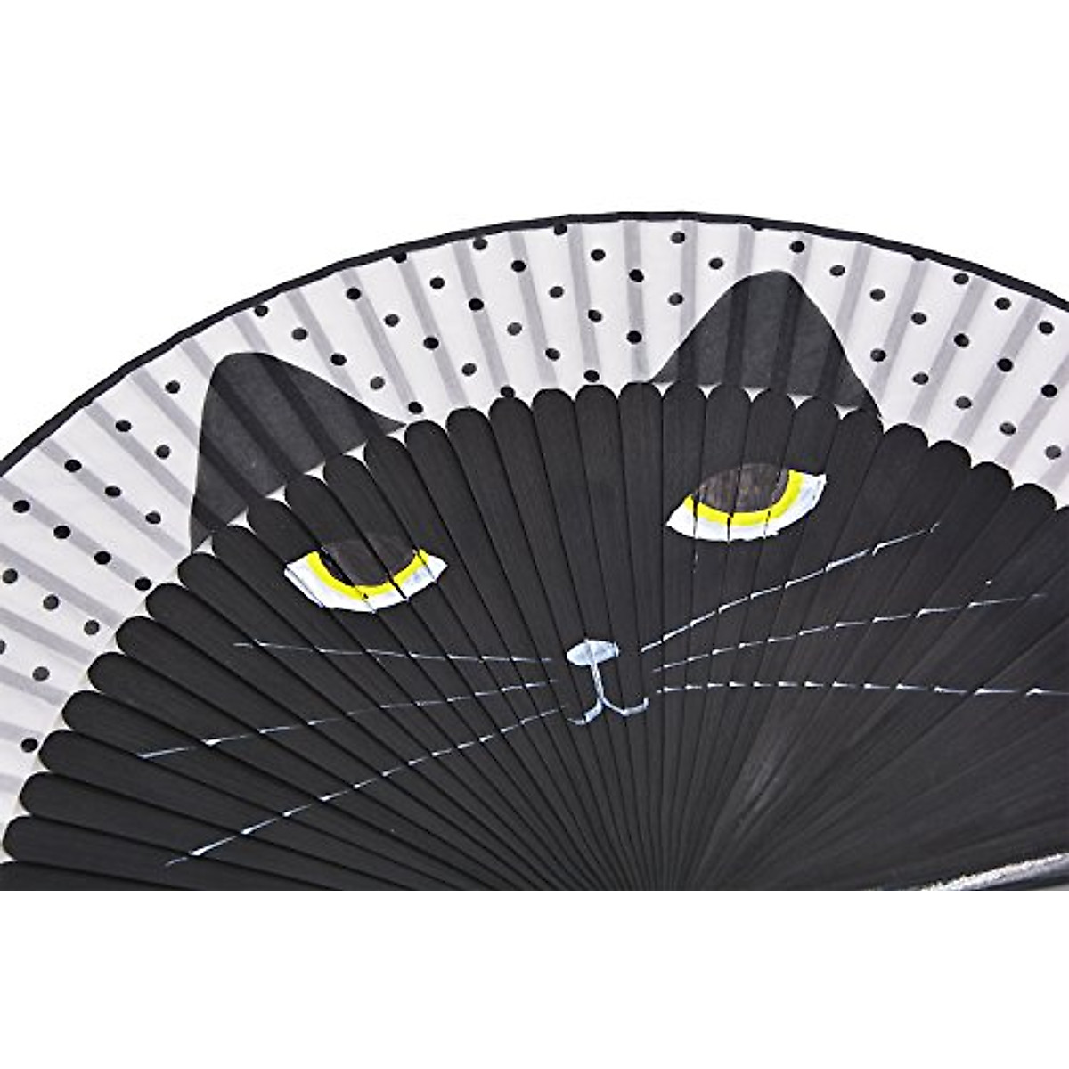 Amajiji Women Lovely Black Cat Folding Silk Fan Handheld Fan for Wedding, Dancing, Church, Party, Gifts (Black)