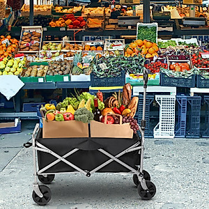 Collapsible Folding Wagon,Outdoor Utility Wagon with 220lbs Weight Capacity,Heavy Duty Garden Cart Beach Wagon Grocery Wagon with All-Terrain Wheels for Beach,Sports,Shopping,Camping
