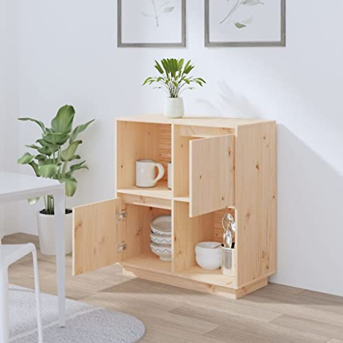 vidaXL Sideboard, Dresser Console Table Chest of Drawers, Accent Storage Cabinet for Living Room Dining Room, Modern Style, Solid Wood Pine