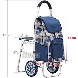 RAZZUM Large Hand Trucks,Stairs-Climbing Chair Shopping Cart, Folding Portable Grocery Shopping Cart, Luggage Cart Reinforced Seat, Folding Trolley with Stairs Trolleys/C