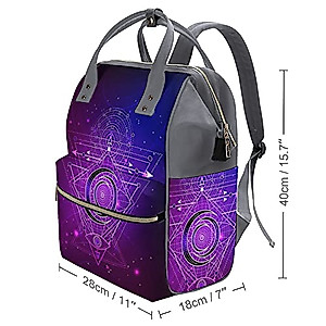 Geometric Pattern Diaper Bag Backpack Large Capacity Mommy Bags Multifunction Nappy Bag Travel Back Pack Gray-Style