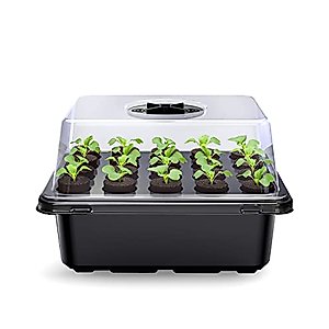 iDOO Seed Starter Tray with Grow Sponges, 20 Cells Reusable Seed Starter Kit with Humidity Dome, Base Mini Greenhouse Germination Kit for Seeds Growing Starting