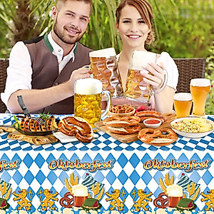 kawaarashi 4 Pieces Oktoberfest Tablecloths, Blue and White Checkered Party Table Cover for Oktoberfest Party Favors Supplies Decoration 87 x 52 Inch