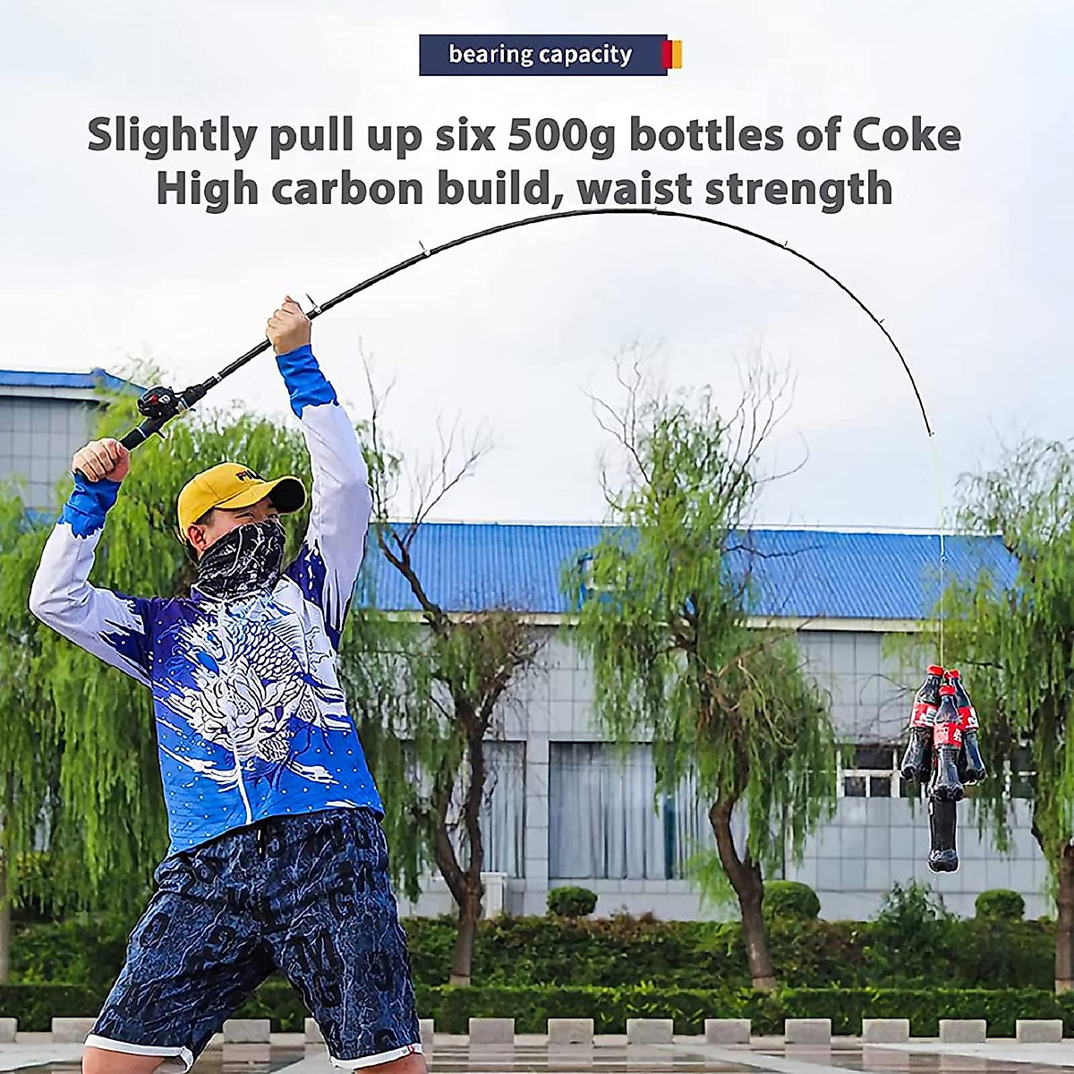 SupsShop Portable Fishing Rod Reel Combos 2.1m/6.9ft Telescopic Carbon Fiber Light Weight Fishing Pole with Fishing Reel Lures Pocket Tackle Box Spinning Rod with Double Layer Carrier Bag for Travel