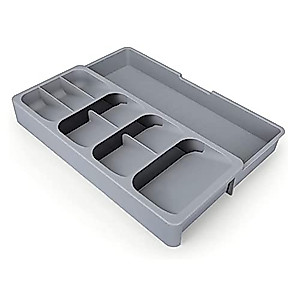 Kitchen Drawer Silverware Organizer Tray, Expandable Kitchen Utensils Organizer for Cutlery, Flatware,Spoon Knife and Fork Partition Storage
