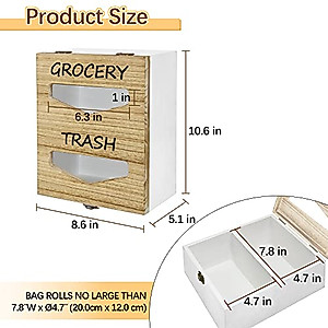 2 Components Trash Bag Organizer Dispenser, Garbage Bag Dispenser Plastic Bag Holder with Lid, Trash Bag Roll Holder for Plastic Bags, Grocery Bag Dispenser for Home & Kitchen Organization