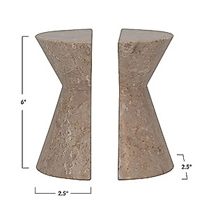 Bloomingville Natural Modern Marble Office and Home Contemporary Shelf and Table Décor Set of 2 Bookends, Beige, 2