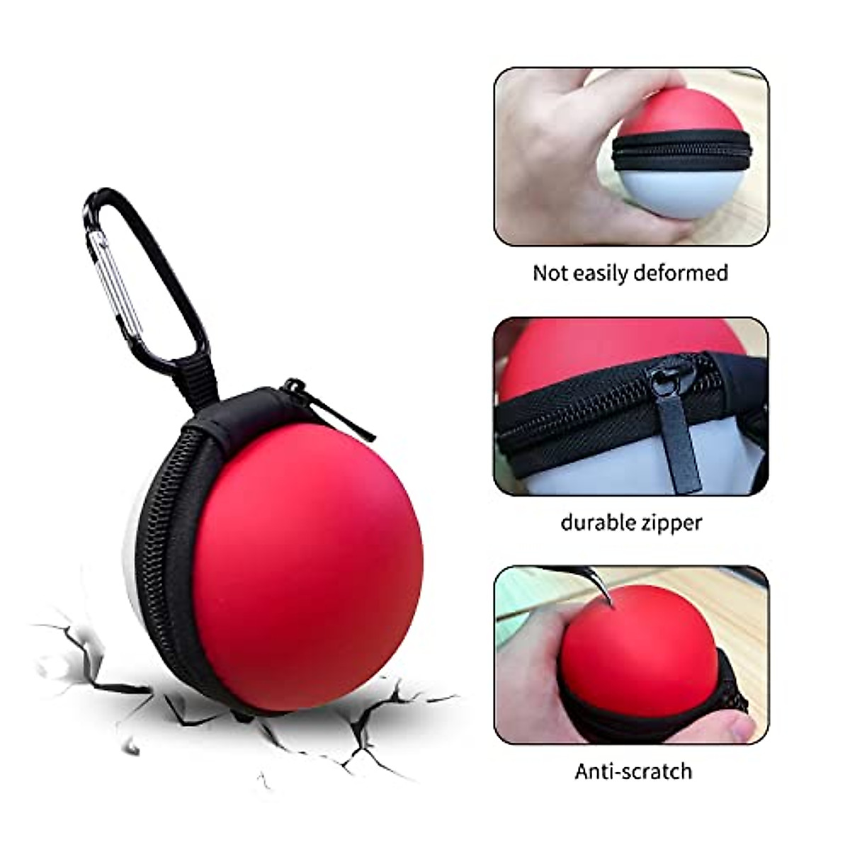 Instiwitt Controller Portable Cover Kids Wireless Earbud Case Portable Protection EVA Travel Carrying Case Travel Storage Bag with Keychain Belt Clip, red black, M