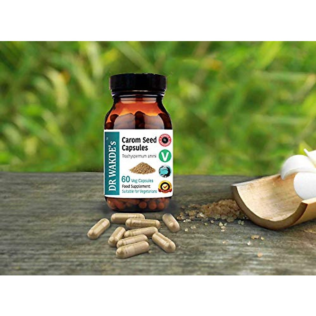 DR WAKDE'S Carom Seed Capsules (Celery Seed, Ajwain, 60 Veg Caps, Plant-Based Supplement, Ayurvedic Herb, All Natural, Vegan)