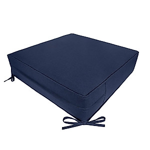 SUPMAISON Pack of 2 Outdoor Deep Seat Cushion Set, 24 x 24, Fade Resistant, Deep Seat Bottom and Back Cushion for Chair, Sofa, and Couch, zipper, foam (Navy Dobby)