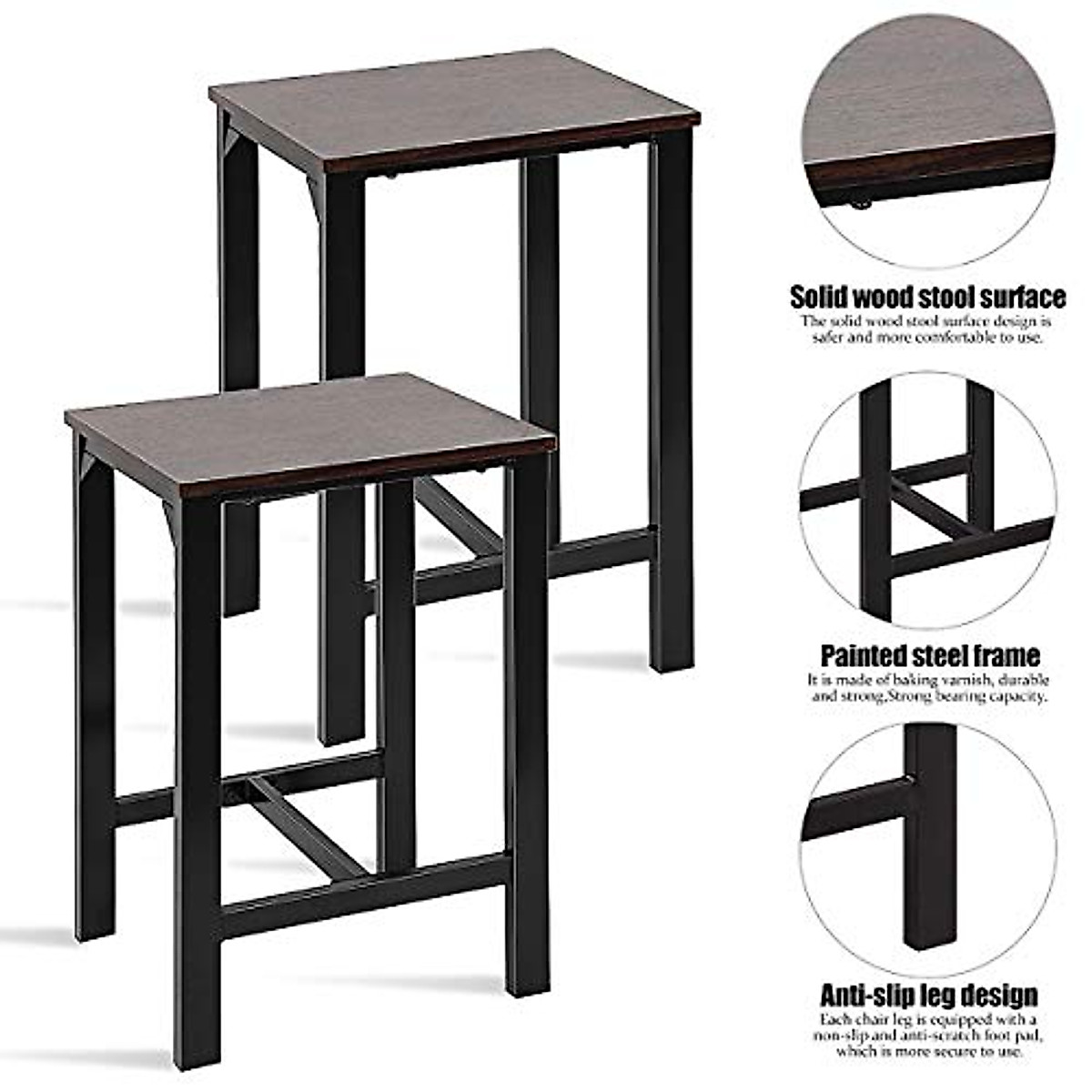 DSDNOO 5 Pcs Dining Table Set, Counter Height Dining Table Set for 4, Wooden Bar Height Dining Table & Bar Stools, Bar Table and Chairs Set, Kitchen Dining Table Set for Pub/Dining Room