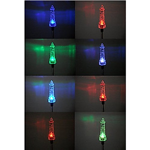 Unido Box Lighthouse Solar Garden Stake Light LED Multi-Color, Set of 2