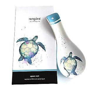 Large Spoon Holder - Sea Turtle Spoon Rest - Nautical, Ocean Beach Decor - Utensil Holder/Ceramic Spoon Holder for Kitchen - Great Kitchen Gift for Men, Women, Friends, or Birthdays