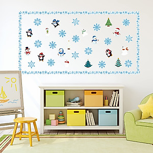 67Pcs Winter Classroom Bulletin Board Decorations Winter Xmas Tree Snowman Penguin Bear Snowflake Border Cut Outs for School Classroom Office Party Wall Window Decor, Welcome Winter Christmas Gifts