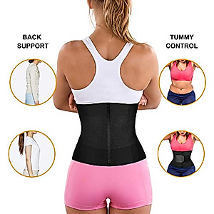 Nebility Women Waist Trainer Belt Tummy Control Waist Cincher Sport Waist Trimmer Sauna Sweat Workout Girdle Slim Belly Band(XS,Black)