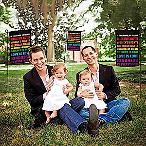 OUXIOAZ Equality Flag BLM Flag for in This House We Believe Yard Sign, Pride Flag Small Science is Real Black Lives Matter Vertical Double Sided 12.5"X18" Burlap Patio Outdoor Decoration