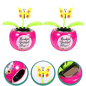 BESPORTBLE 2pcs Solar Dashboard Butterfly Dancing Bobblehead Butterflies Figurine Car Dash Shaking Action Figure Auto Vehicle Dash Decoration