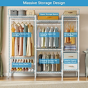 VIPEK V8 White Metal Clothes Rack, Adjustable Shelves, Holds 816 lbs, Compact Design, Easy Assembly