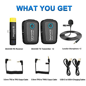 Saramonic Microphones Blink 500 B4 (TX+TX+RXDi), Dual-Channel Wireless Lavalier Microphone System for iPhone iOS Devices- Great for Vlogging, Filming, Recording, Live Stream