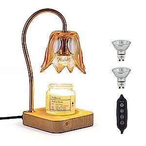 Candle Warmer Lamp with Timer, Dimmable Candle Lamp Warmer with 2 Wax Warmer Bulbs, Candle Warming Lamp for Jar Candles & Wax Melt, Cozy Candle Warmer Light for Home Decor, Birthday Gifts for Women.