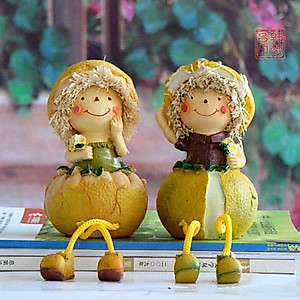 Home Kitchen Decorative Fruits & Vegetables Sitters with Dangling Legs Shelf Sitter Figurine Statue for Shelf, Countertop, Windowsill(Orange)