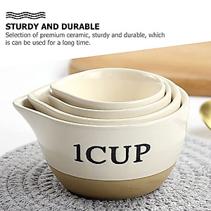 jojofuny Coffee Creamer 4Pcs Ceramic Measuring Bowls Set Stoneware Measuring Cups Porcelain Ramekins Baster Bowls Small Dipping Sauce Bowls Condiments Server Dishes Coffee Creamers