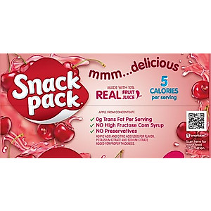 Snack Pack Sugar Free Cherry Flavored Juicy Gels, 4 Count Snack Cups