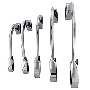 ABN Double Box Ratcheting Wrench Set - 5pc Half-Moon Shaped Metric Wrench Set Double Ended Wrench Set from 10 to 22mm