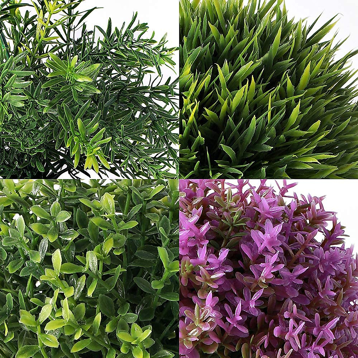 HC STAR Potted Artificial Pant Fake Green Grass with Pot Decorative Lifelike Set of 6 (High-Foot, Green-4 & Purple-2)