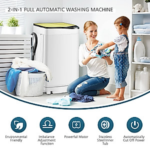 Portable Washing Machine, ARLIME Compact Mini Full-Automatic Laundry 2-In -1 Washer & Spin Dryer 7.7lbs Capacity W/Drainage Pump & Long Hose For Condo, Apartments, Dorms, RV’s Camping Living (Yellow)