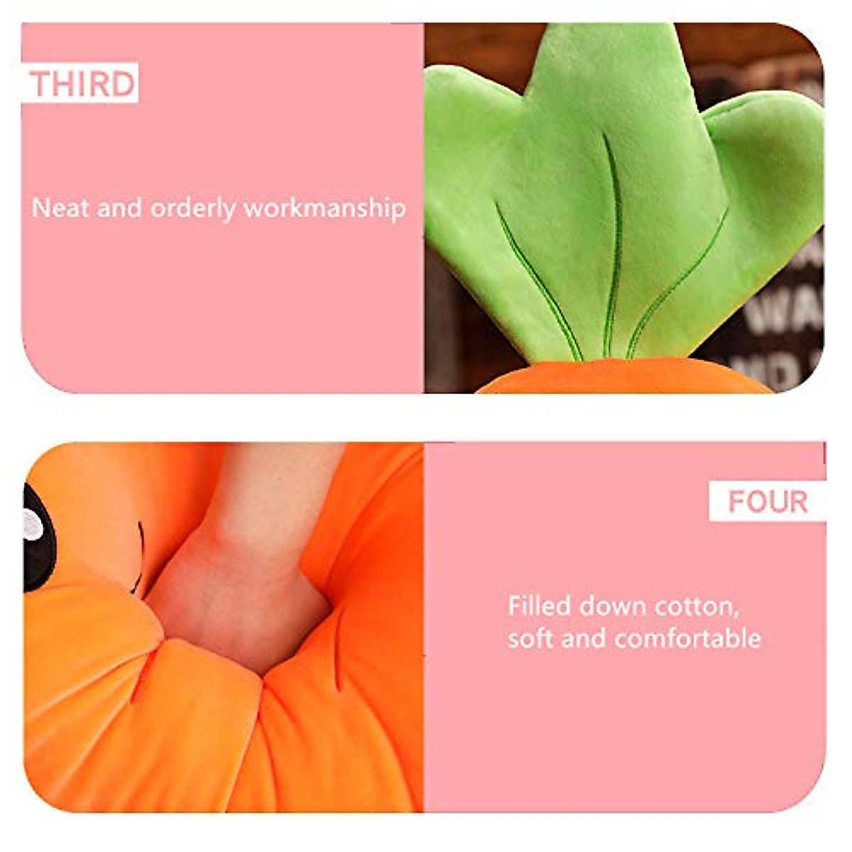 YUDONG Plush Carrot Pillows Cute Throw Pillow Soft Stuffed Plush Toys for Kids Plush Pillow 18 Inches