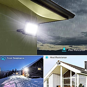 Olafus 2 Pack 50W LED Flood Light Outdoor, 5000LM Super Bright LED Work Lights Plug in, IP66 Waterproof Exterior Floodlight, 6500K Daylight White Security Light for Yard Lawn Garden