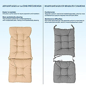 ROFIELTY Rocking Chair Cushion，Tufted Rocking Chair Cushions Indoor/Outdoor, All in One Non-Slip Adirondack Chair Cushion, Suitable for Rocking Chair Cushions in Nursery/High Back/Office (Cream)