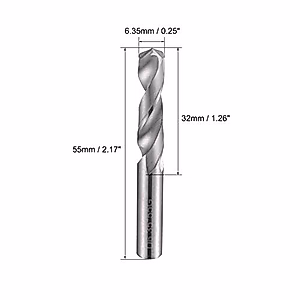 uxcell 6.35mm Solid Carbide Drill Bits Straight Shank for Stainless Steel Alloy Hard Steel, Hardened to 50 HRC