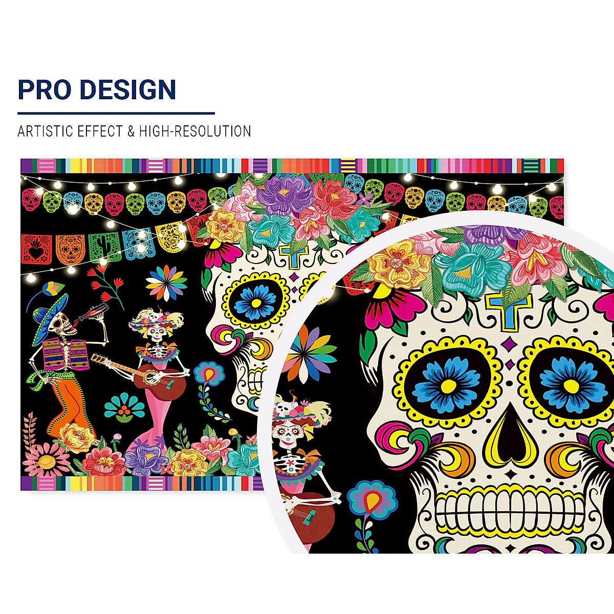 Allenjoy Day of The Dead Backdrop Mexican Dia DE Los Muertos Photography Background Fiesta Sugar Skull Party Banner Supplies Decoration Photo Booth