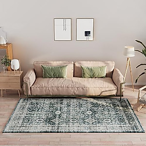 koorlian Washable Rugs 4x6 Distressed Vintage Boho Rug,Distressed Vintage Boho Rug Floor Carpet Bedroom Dining Room Office