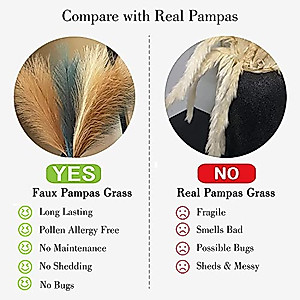 GALLIA Pampas Grass Decor Tall-Faux Pampas Grass Small 17"-6 Stems-Beige and Taupe Brown Pompas Floral, Artificial Pampas Grass Fake Pampas Grass Dried Pompous Grass (6Pcs)