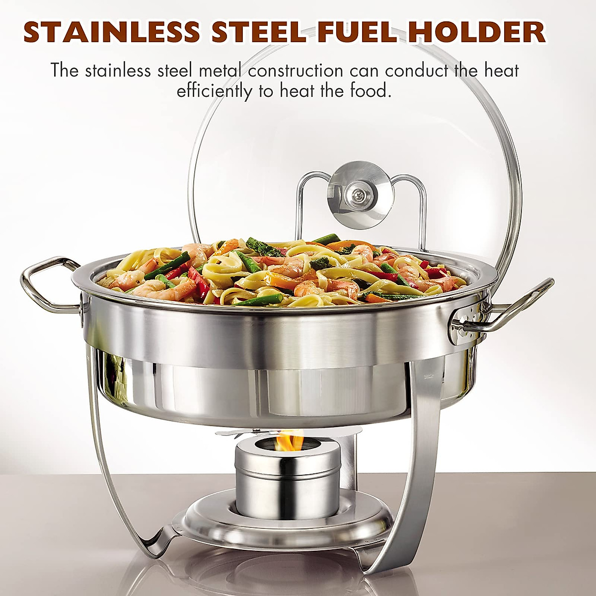 4PCS Fuel Holder for Chafer, Stainless Steel Chafing Fuel Holder with Cover for Chafing Dishes, Buffet Barbecue Party Events