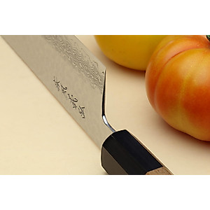 Yoshihiro VG10 46 Layers Hammered Damascus Nakiri Japanese Vegetable Knife 6.5'' (165mm) Ambrosia Handle