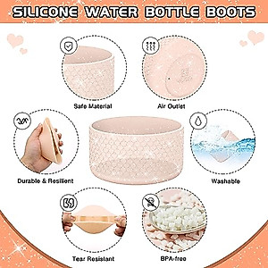 WUQID Protective Bling Heart Texture Silicone Boot Sleeve for Stanle Tumbler Quencher 40oz 30oz 20oz & IceFlow Flip 20-30oz and 12-24oz Hydro Sport Flask Bottles, Anti-Slip Bottle Bottom Sleeve Cover