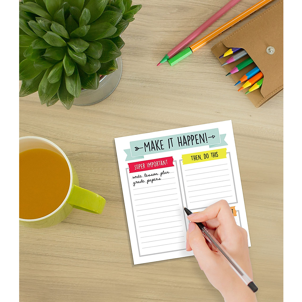 Carson Dellosa Aim High Notepad, 50 Sheet Lined Paper To Do List Notepad, Notes, Lists, Grocery List, and Checklist Organizer, Note Pads for Office Supplies, Classroom Supplies, and College Supplies