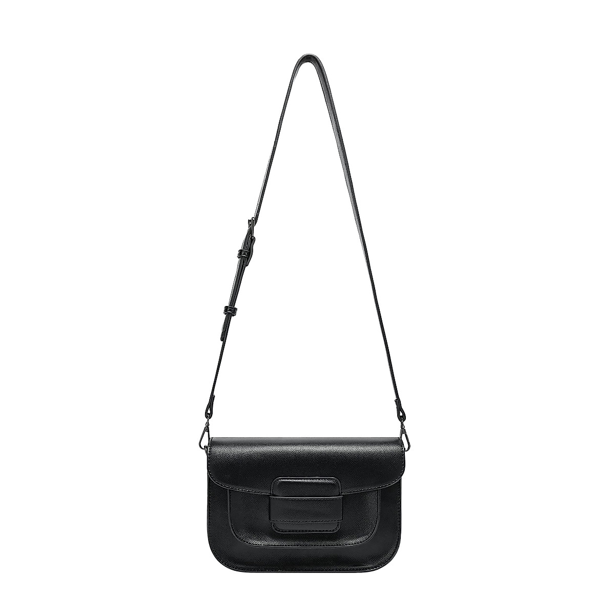 Daisy Rose Cross Body Bag with Magnet Closure - PU Vegan Leather Shoulder Bag - BLACK