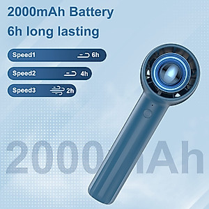 Elingmor Handheld Fan with Aromatherapy,Small Cooling USB Rechargeable Personal Turbo Fan,Quiet Mini Portable Hand Fan,3 Speeds Battery Operated Fan and Desk Base for Travel,Outdoors,Home,Office（Blue）