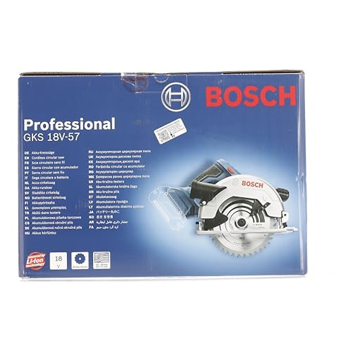 Bosch Professional 18V System GKS 18V-57 Cordless Circular Saw (Saw Blade Diameter: 165 mm, Cutting Depth: 57 mm, excluding Batteries and Charger, in Carton)
